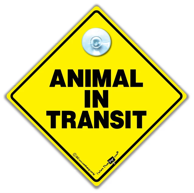 ANIMAL IN TRANSIT Sign, Pet in Car Suction Cup Sign, Animal on Board ...