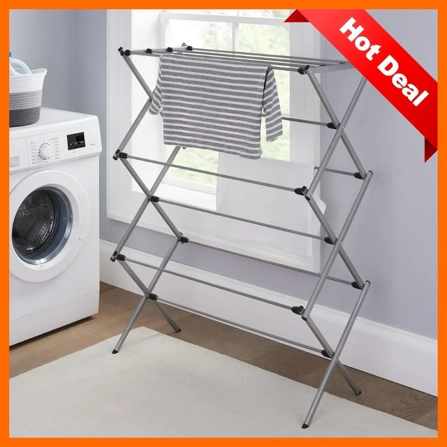 OVERSIZE FOLDING CLOTHES Drying Rack Plastic And Steel For Laundry Room ...