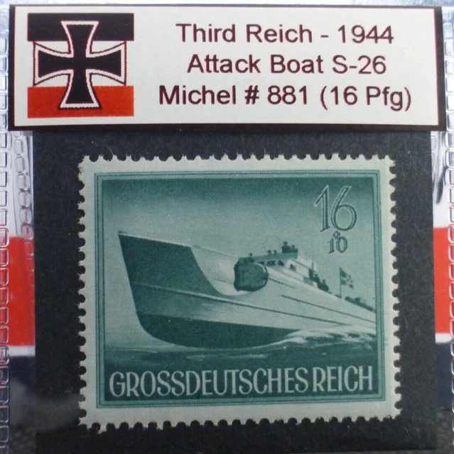 NAZI GERMANY 1944 Wehrmacht Stamp - S-26 Attack Boat Third Reich WW2 16 ...