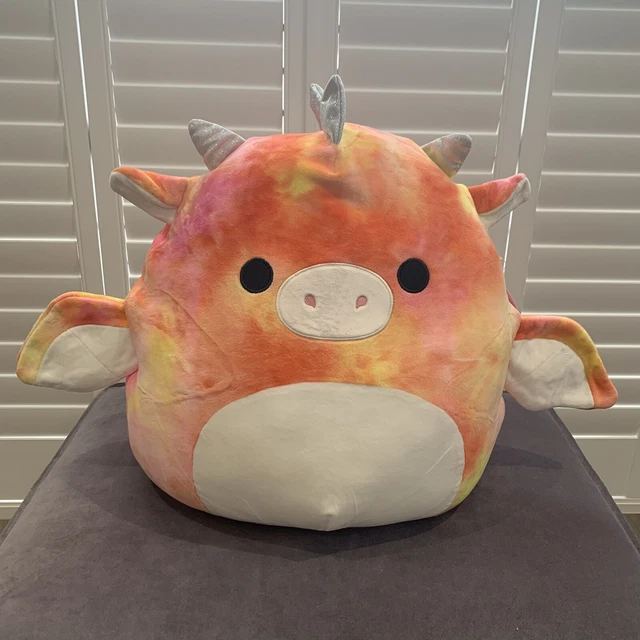SQUISHMALLOW LARGE 40CM/16” Mina-Mae The Tie Dye Dragon Kelly Toy BNWT ...