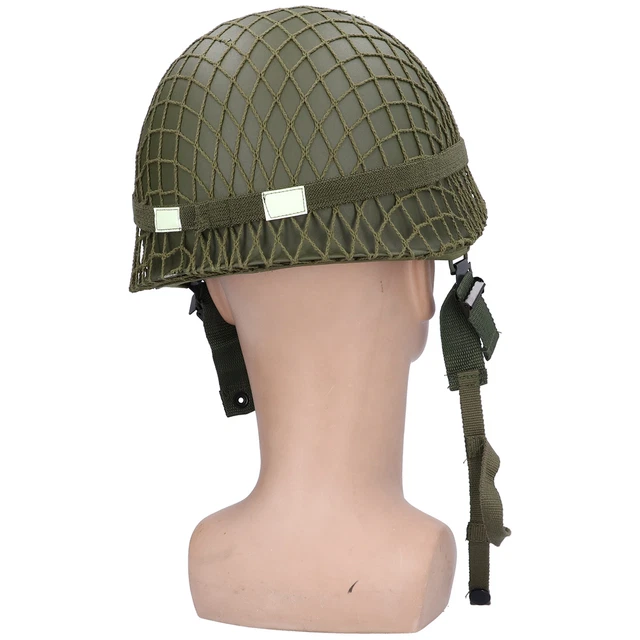 OUTDOOR GREEN ARMY Helmet WW2 US M1 Helmet with Net Cover and Chin ...