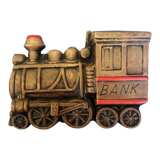 VINTAGE CERAMIC COIN Bank ILLINOIS RAILWAY Museum Locomotive Train ...