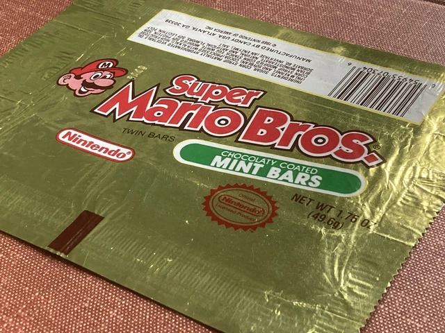 Vtg 1989 Super Mario Bros Chocolate Candy Bar Wrapper Rare Gold Foil