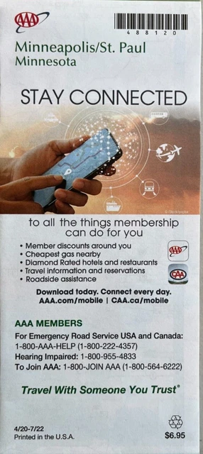 NEW AAA MINNEAPOLIS ST. PAUL MINNESOTA ROAD MAP Highway Vicinity MN ...