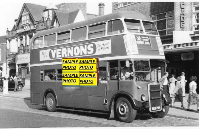 LONDON TRANSPORT B&W Bus Photograph-RTL 485 Route 86 Romford Market £1. ...