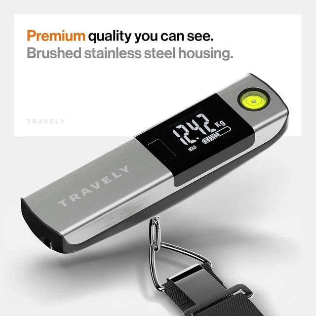 ELECTRONIC PORTABLE DIGITAL Luggage Scale 50K Travel Tape Measure Built ...