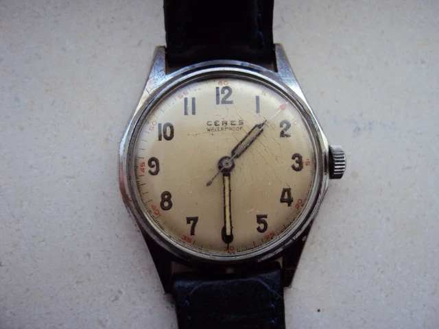 VINTAGE MILITARY STYLE watch Ceres FHF Cal. 25 17 Jewels Swiss Made ...