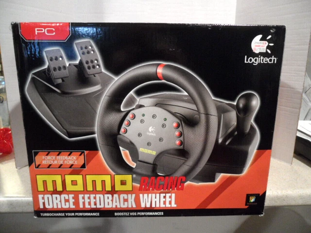 LOGITECH MOMO RACING Force Feedback Steering Wheel w/ Pedals PC Vtg ...