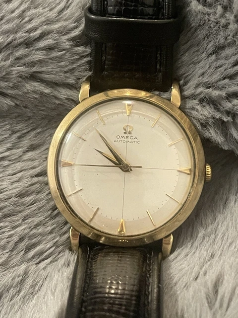 VINTAGE OMEGA 9CT Gold Automatic Gents Watch Cross Hair Dial 501 Cal 20 ...