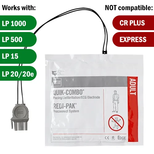 PHYSIO CONTROL LIFEPAK QUIK-COMBO Elektroden LP1000, LP15, LP500, LP20 ...
