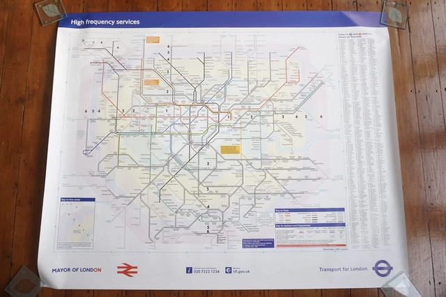 NOV 2007 ORIGINAL Tube Map Underground Railway Station Quad Poster VGC ...