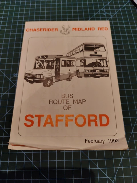 VINTAGE 1992 CHASERIDER Midland Red Bus Route Map Of Stafford £9.99 ...