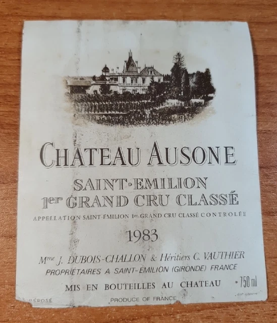 ETIQUETTE DE VIN/ Wine Label AUSONE 1983 décollée EUR 6,99 - PicClick FR
