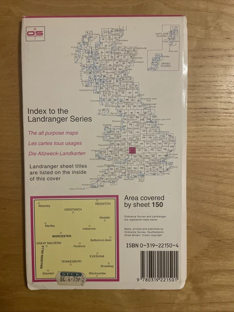 OS ORDNANCE SURVEY Landranger Map Sheet 150 Worcester & The Malverns ...