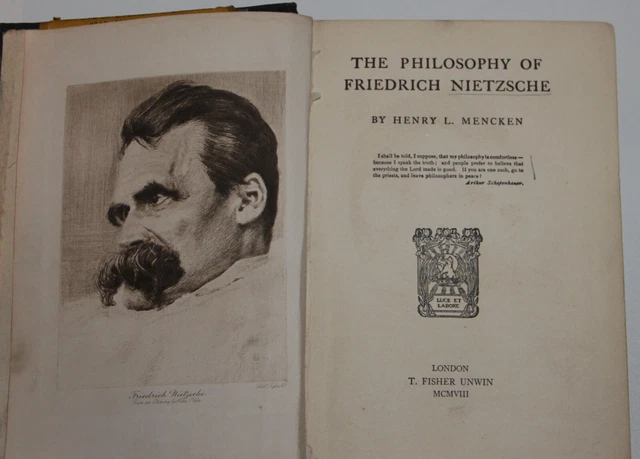 FRIEDRICH NIETZSCHE, PHILOSOPHY 1908 First UK Edition Henry L. Mencken ...