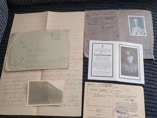 ORIGINAL GERMAN WW2 Lot Photo Letter Berchtesgaden,Death Card Cloth ...