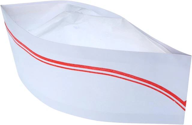 10 PIECES SODA Jerk Paper Hats Server Cap Retro Chef Caps with Red ...