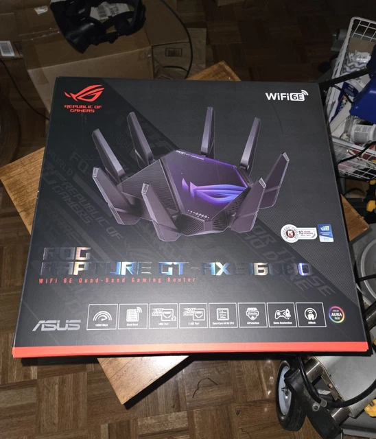 ASUS ROG RAPTURE GT-AXE16000 Quad-band WiFi 6E Extendable Gaming Router ...