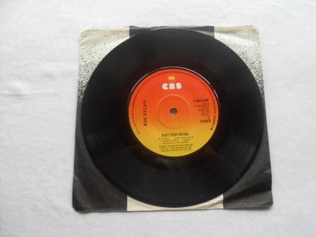 BOB DYLAN BABY Stop Crying Cbs Records Uk 7" Vinyl Single Record EUR 4 ...