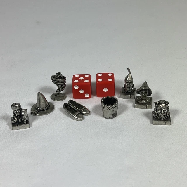 THE WIZARD OF Oz Monopoly Pewter Tokens COMPLETE Lot of 9 with 2 red ...