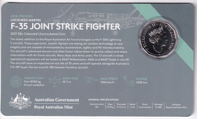 AUSTRALIAN: 2021 50 Cent Centenary Air Power F-35 Joint Strike Fighter ...
