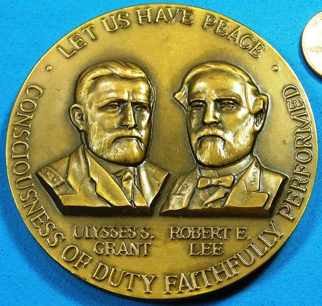 BRONZE CIVIL WAR Centennial Medal 1961-1965 Grant & Lee, 2-1/2 ...