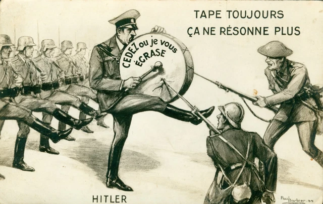 GUERRE 39-45 WW2 Propagande caricature satire anti Hitler Barbier tape ...