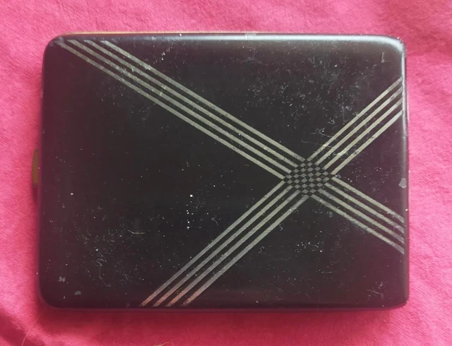 BEL ÉTUI À Cigarettes en métal laqué noir art-déco d'époque en TBE EUR ...