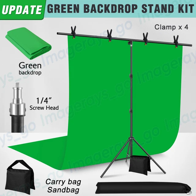 2.1X2M PHOTO BACKDROP Stand Kit with Green Screen Background Clamps ...