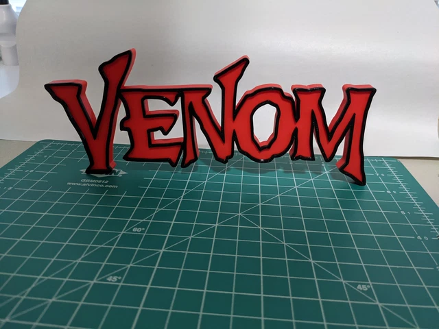 VENOM LOGO SIGN Display Shelf Marvel 3D printed Spider-Man Spiderman £ ...