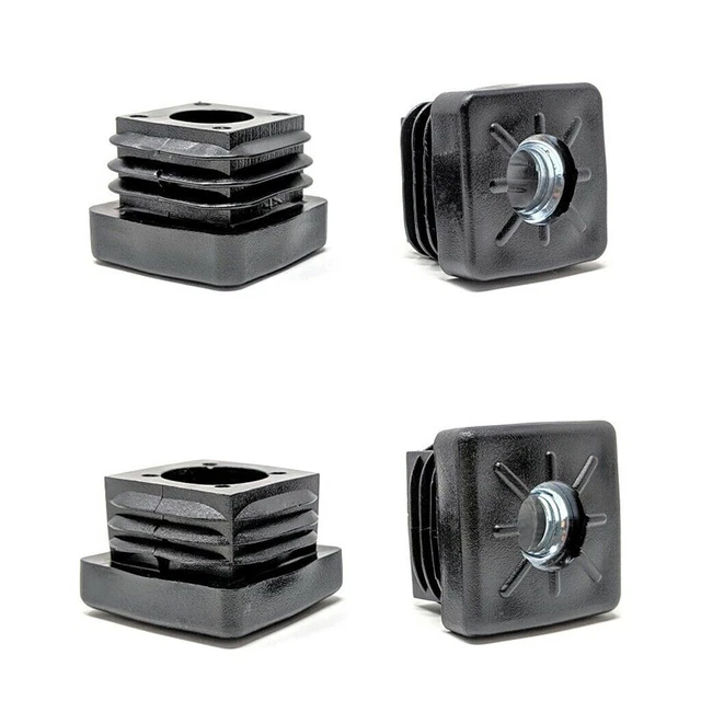 SQUARE TUBE INSERTS Adjustable Feet M6 M8 M10 Plastic Threaded Box ...