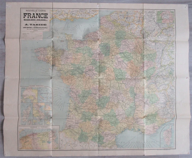 1914 TARIDE NOUVELLE Carte De France Belgique Bords Du Rhin Suisse ...