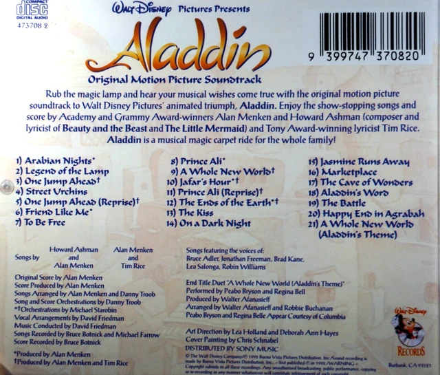 WALT DISNEY PICTURES Presents - Aladdin, Original Soundtrack - CD, VG ...
