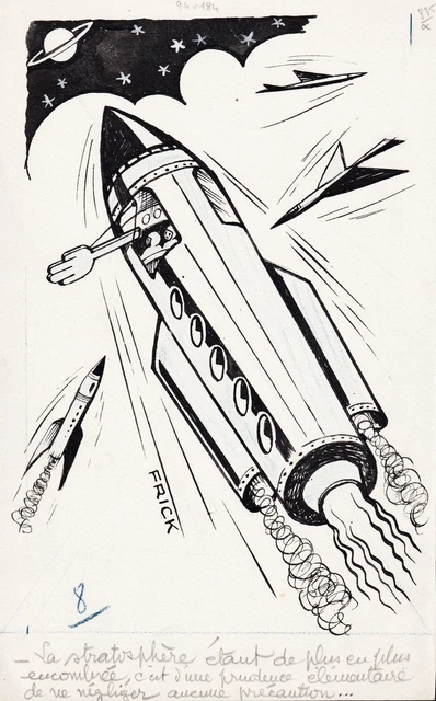 SPACE TRAVEL SPACESHIP Cartoon Drawing Drawing Drawing 1960 Louis Frick ...