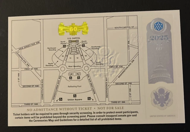 TRUMP 60TH INAUGURATION President Platform Good Ticket 1/20/2025 Rare ...