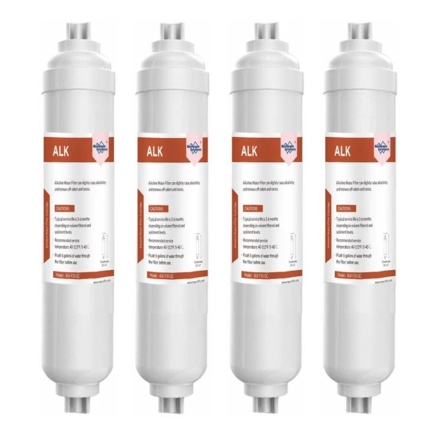 4 PACK ALKALINE pH+ Inline Mineral Water Filter Cartridges Replacement ...