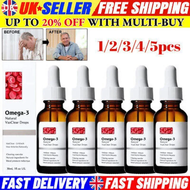 1-5X VEGAN OMEGA-3 Natural Vasclear Drops,Fish Oil Alternative,DHA ...