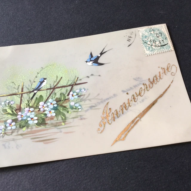 CPA RHODOÏD 1907 Anniversaire Hirondelle Carte Ancienne Antique ...