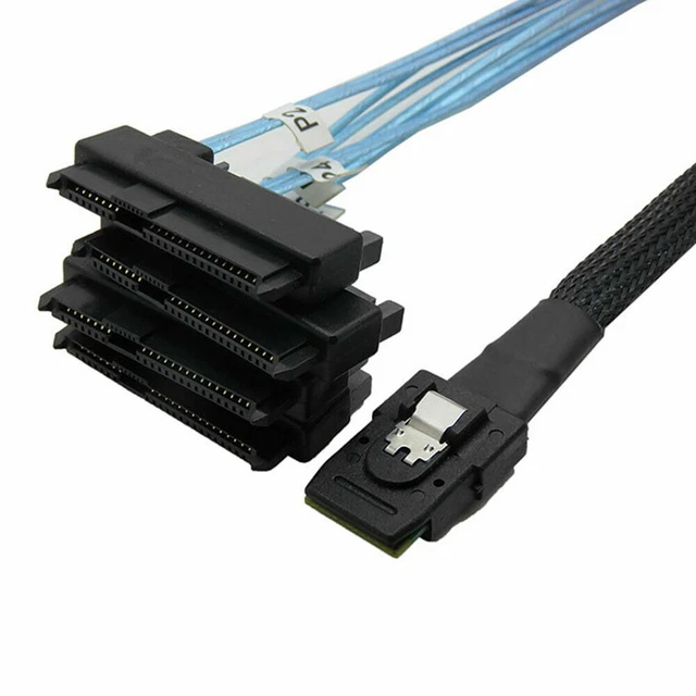 MINI-SAS TO 4 SAS Forward Breakout Cable HBA RAID SFF-8087 to SFF-8482 ...
