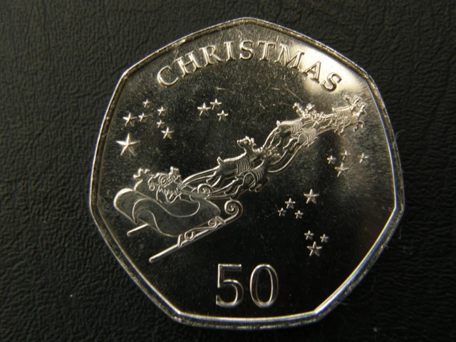 2013 GIBRALTAR Christmas 50P Santa's Sleigh 50 Pence Coin Unc £54.99 ...