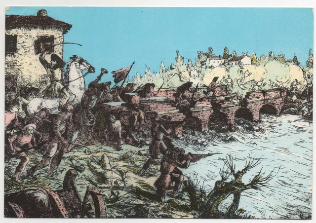 CARTOLINA MILITARE: BATTESIMO DI FUOCO DEI BERSAGLIERI AL PONTE DI ...