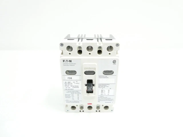 EATON FDB3025S MOLDED Case Circuit Breaker 3p 25a Amp 600v-ac $874.91 ...