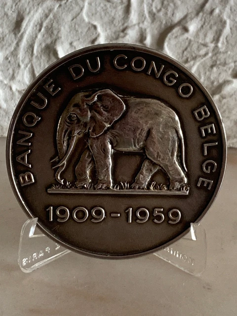 TRÈS RARE MÉDAILLE Banque Du Congo Belge 1909-1959 Vermeil argent Silver Medal EUR 999,99 ...
