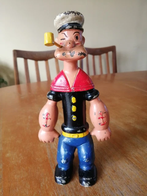 HUBLEY POPEYE CAST Iron Doorstop Figure Antique 1930s Vintage Rare Pipe ...