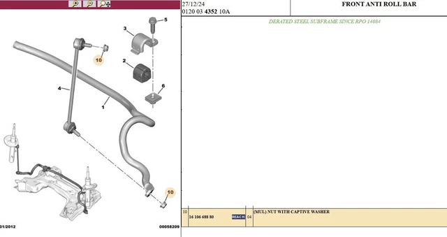GENUINE PSA CITROEN/DS/PEUGEOT Anti Roll Sway Bar Nut 1610668880 £2.23 ...