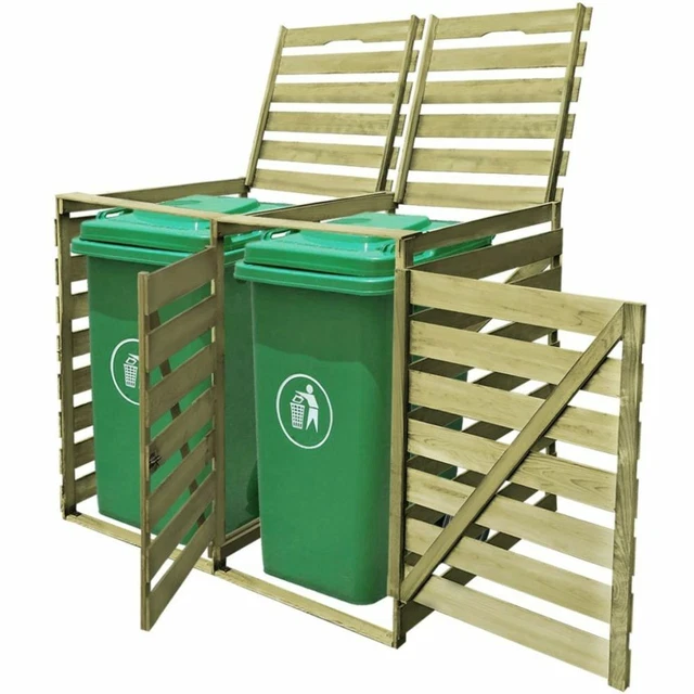 MÜLLTONNENBOX MÜLLBOX 1/2/3 Tonnen Müllcontainer Gartenbox 240L Holz ...