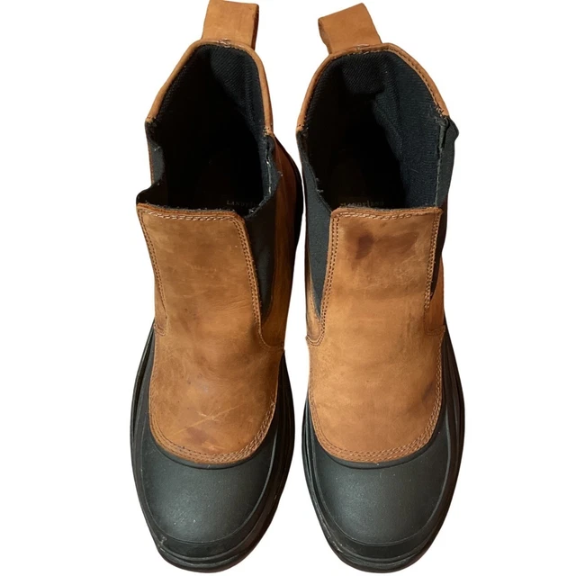 LANDS END CHELSEA Duck Boots Mens 11D Tan Brown Good Leather Rubber ...