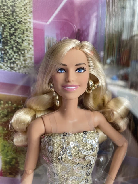 BARBIE THE MOVIE Collectible Doll Margot Robbie Gold Disco Jumpsuit ...