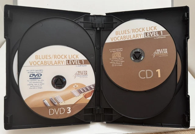 BLUES/ROCK LICK VOCABULARY, Level 1, by Griff Hamlin, 3 DVD-3 CD Box ...