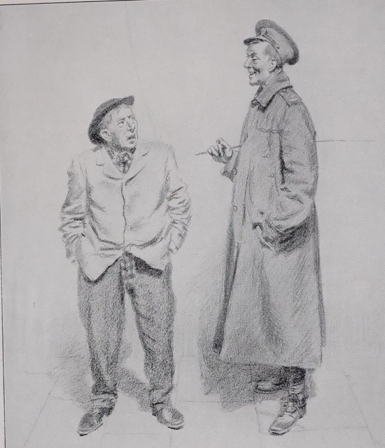 1917 WWI WW1 Canadian Army Print Cartoon Charles Pears Tall Soldier ...